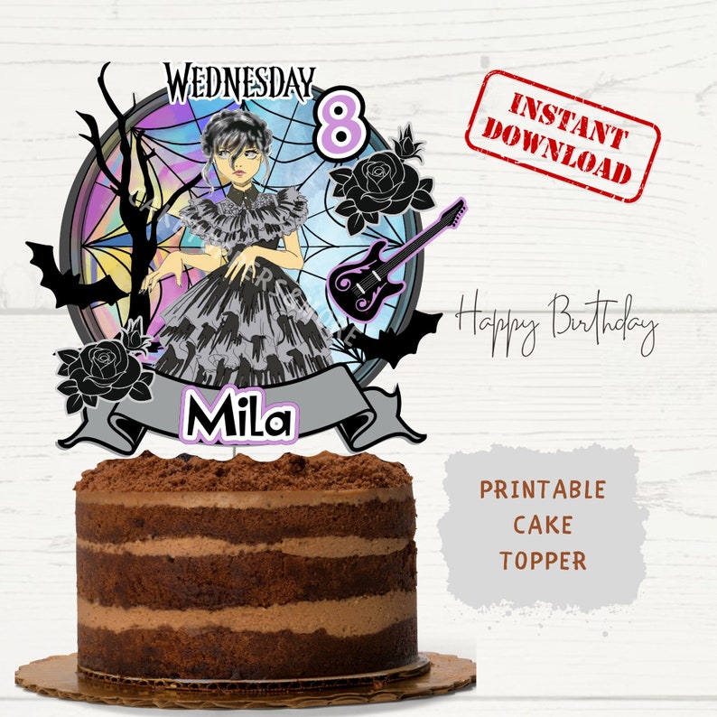 DIGITAL WEDNESDAY THEMED Cake Topper Wednesday Themed Digital Printable ...