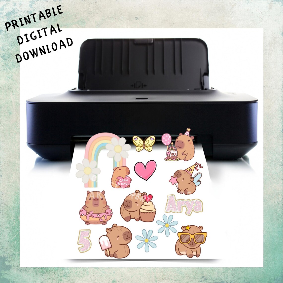 Custom Capybara Cake Topper: Printable Birthday Party Decoration ...