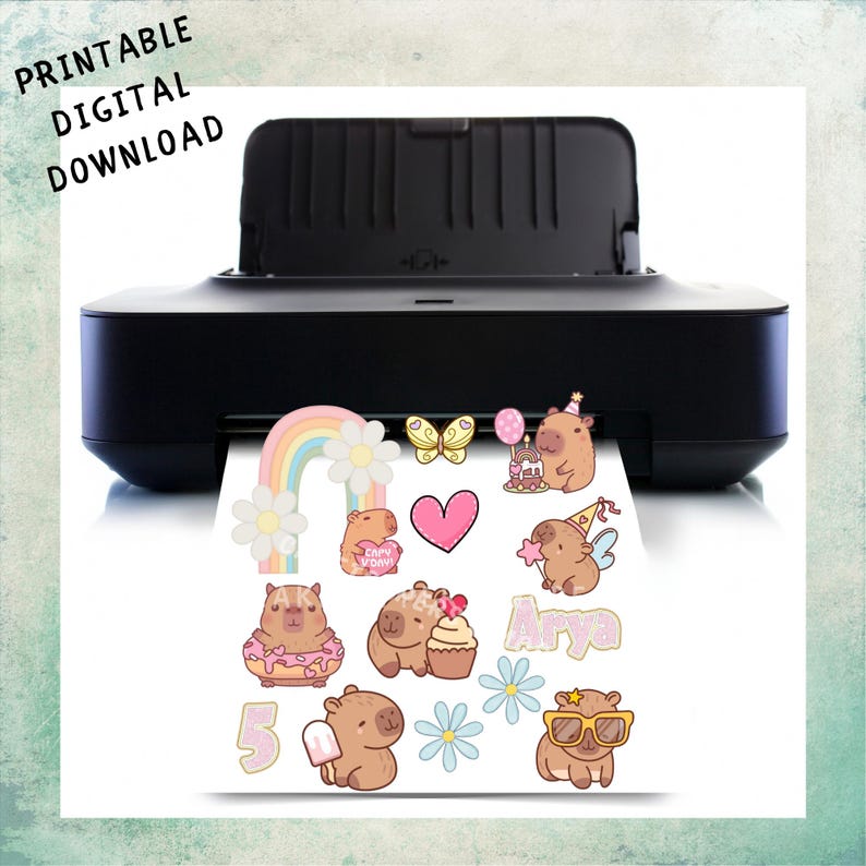Custom Capybara Cake Topper: Printable Birthday Party Decoration ...