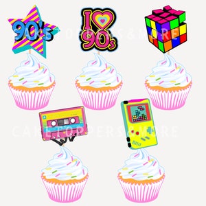 DIGITAL NINETIES RETRO Cake Topper - Nineties Retro Themed Digital ...