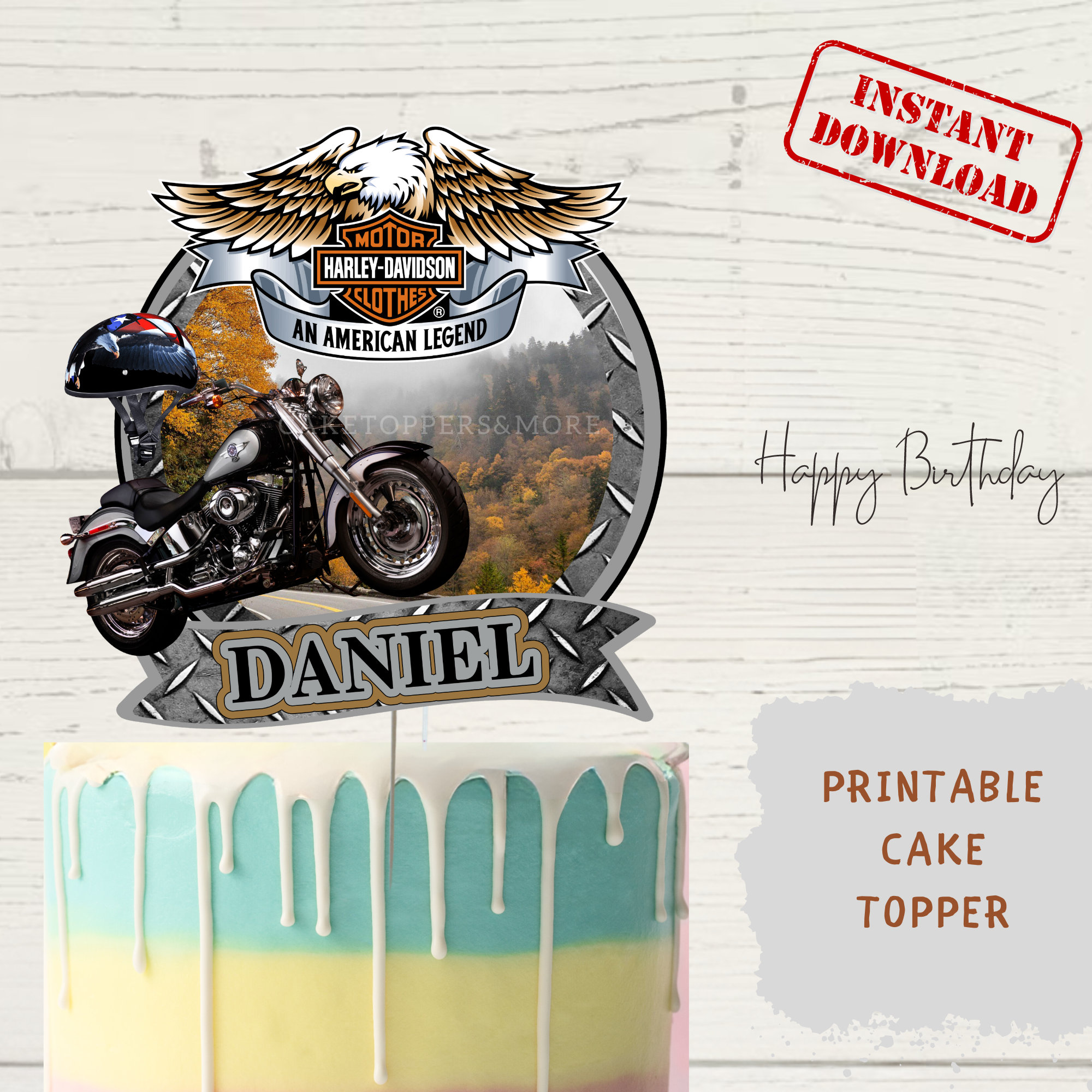 DIGITAL MOTORCYCLE THEMED Cake Topper Motorcycle Themed Digital ...