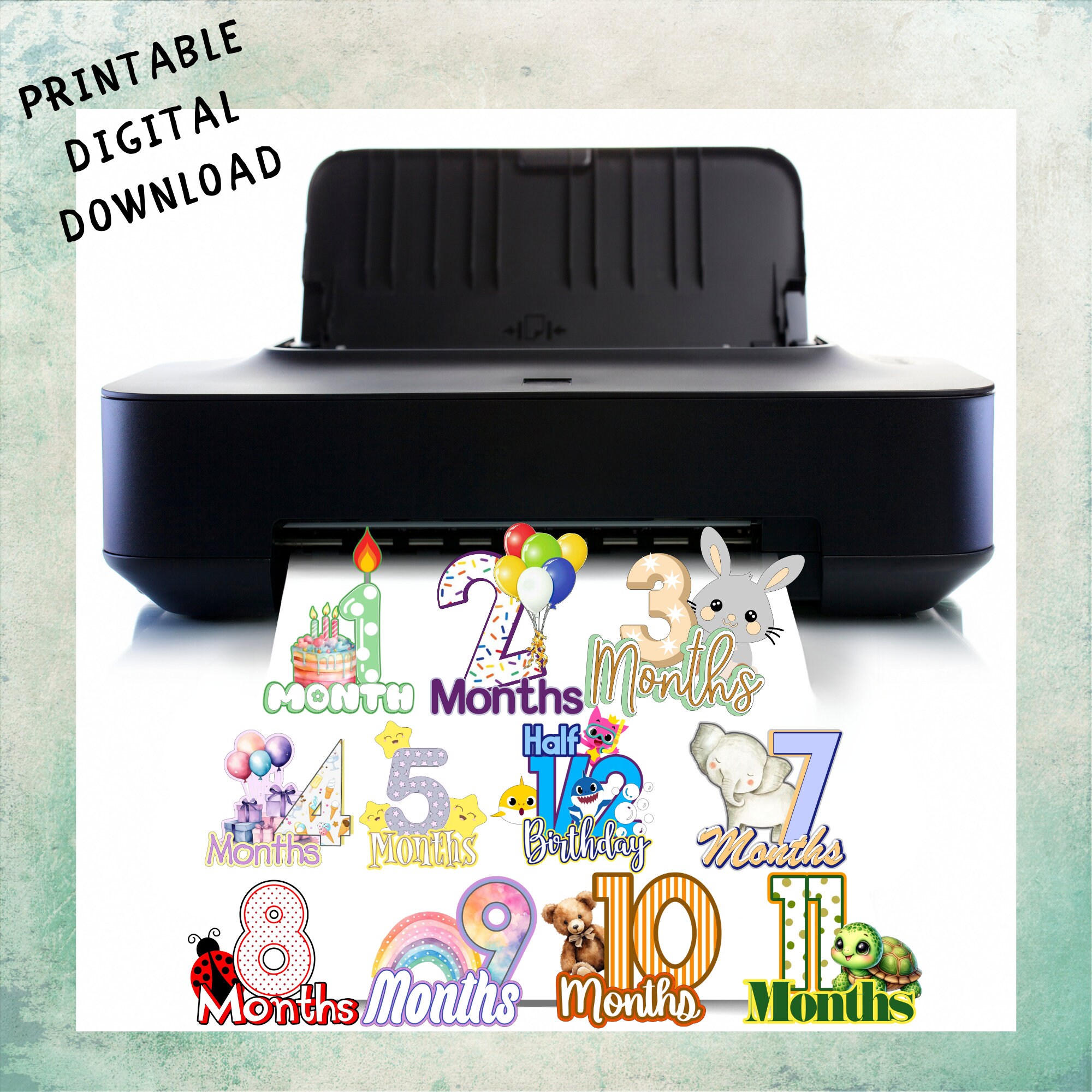 Baby Monthly Milestone Cake Topper: Custom Digital PNG, PDF (printable ...