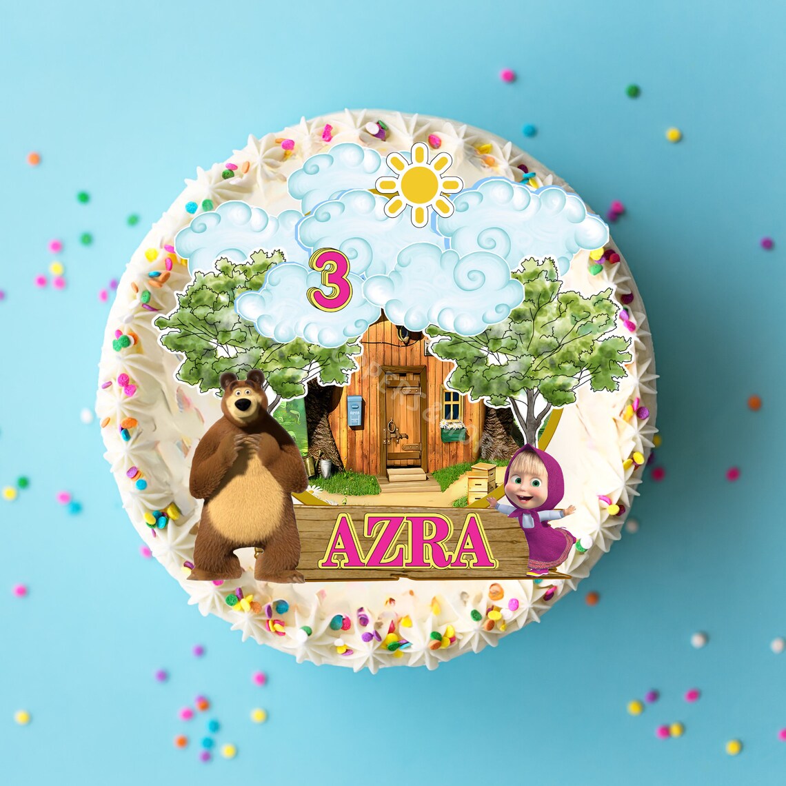 DIGITAL MASHA and the BEAR Cake Topper Masha and the Bear Themed ...
