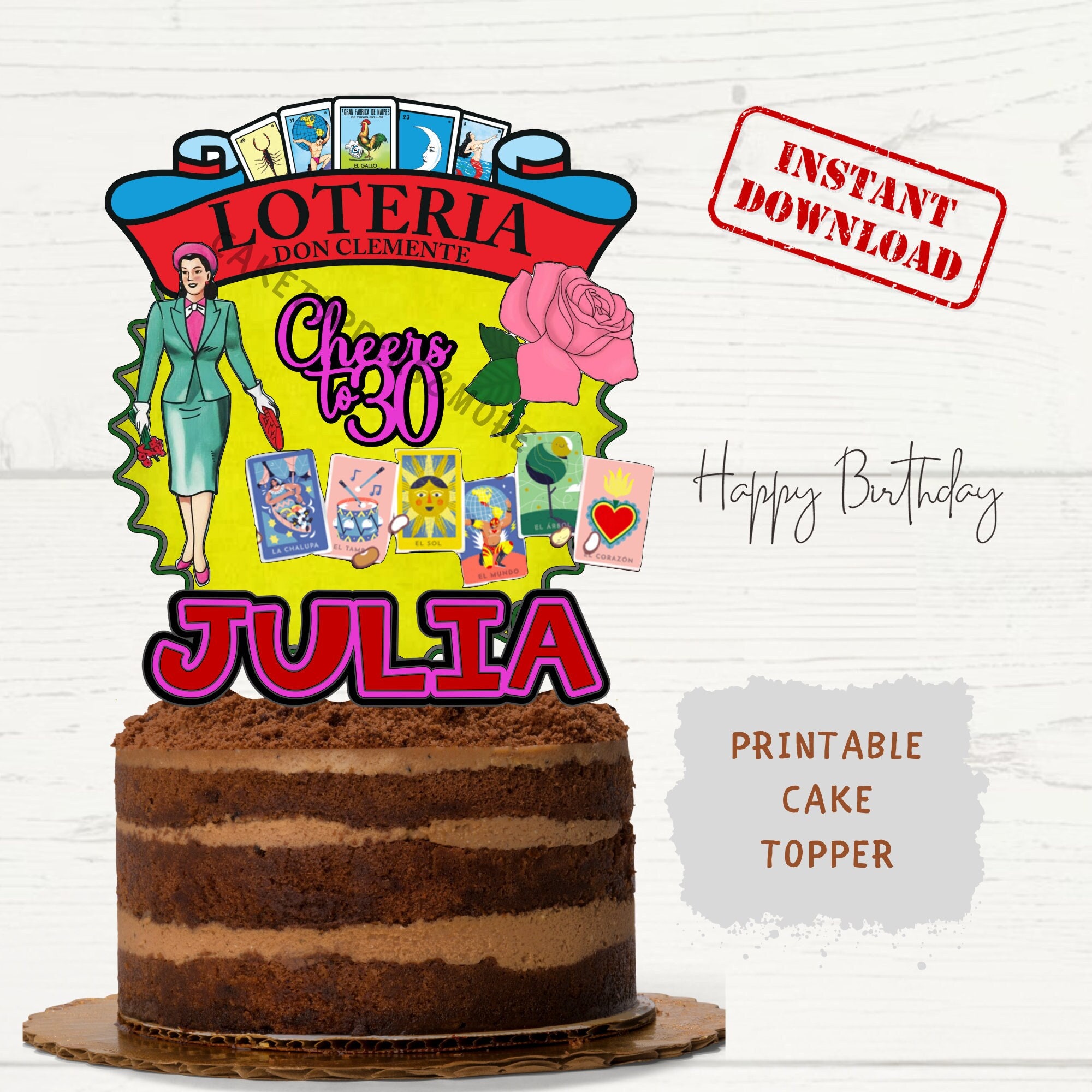 DIGITAL LOTERIA THEMED Cake Topper - Loteria Themed Digital Printable ...