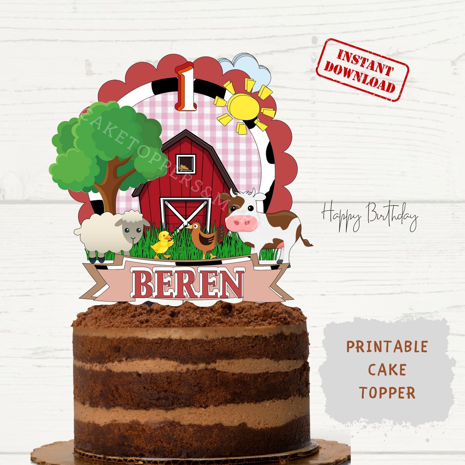 FARM ANIMALS DIGITAL Cake Topper Farm Themed Digital - Etsy