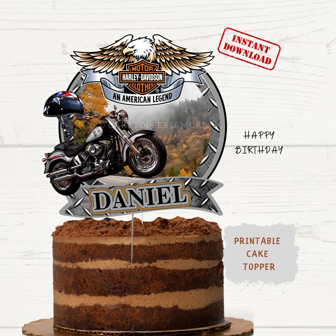 MOTORCYCLE THEMED DIGITAL Cake Topper: Custom Printable Digital ...