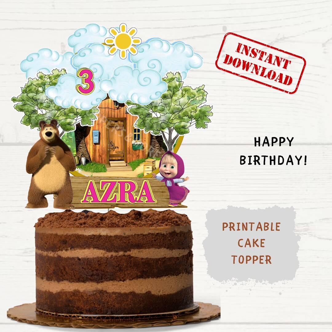 DIGITAL MASHA and the BEAR Cake Topper Masha and the Bear Themed ...