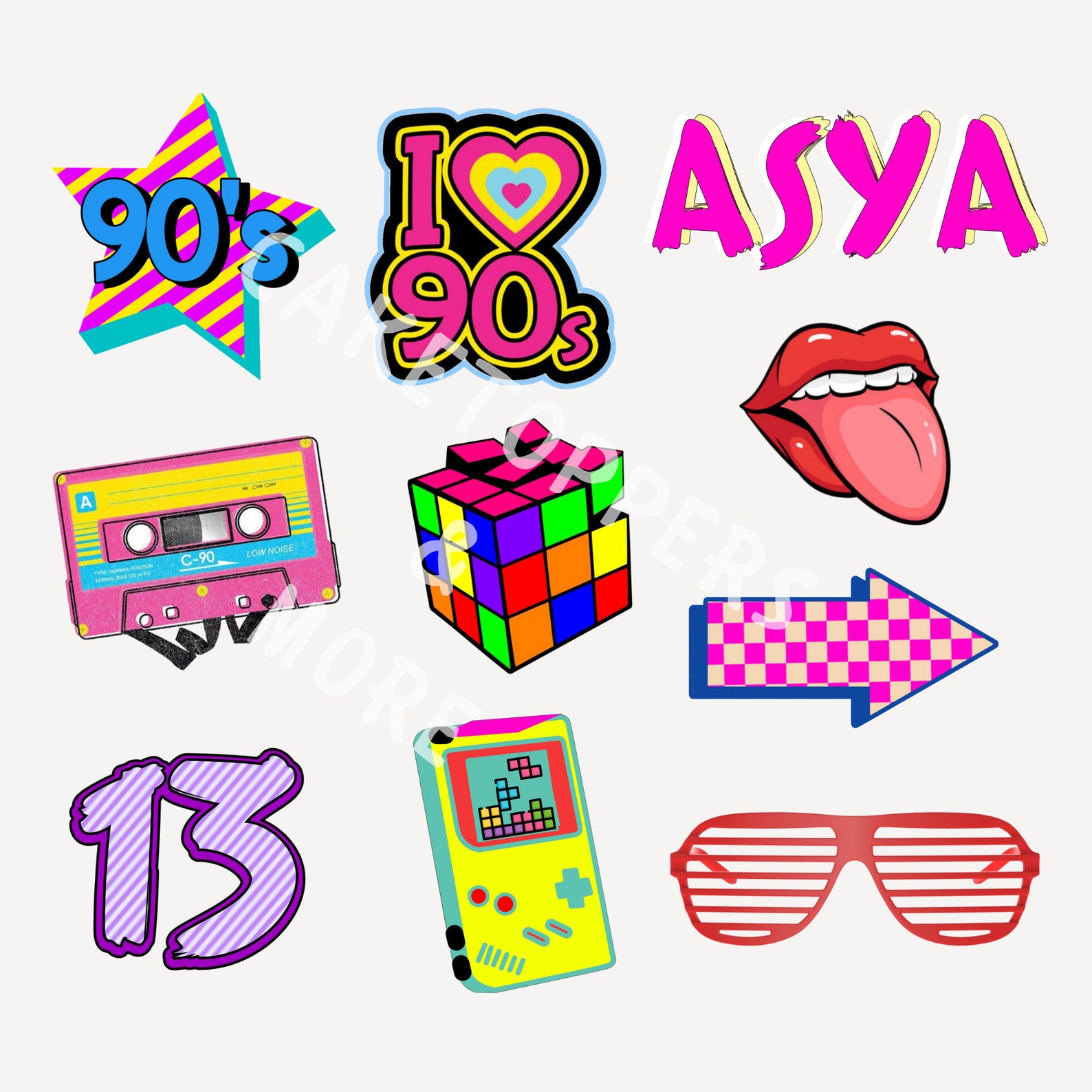 DIGITAL NINETIES RETRO Cake Topper - Nineties Retro Themed Digital ...