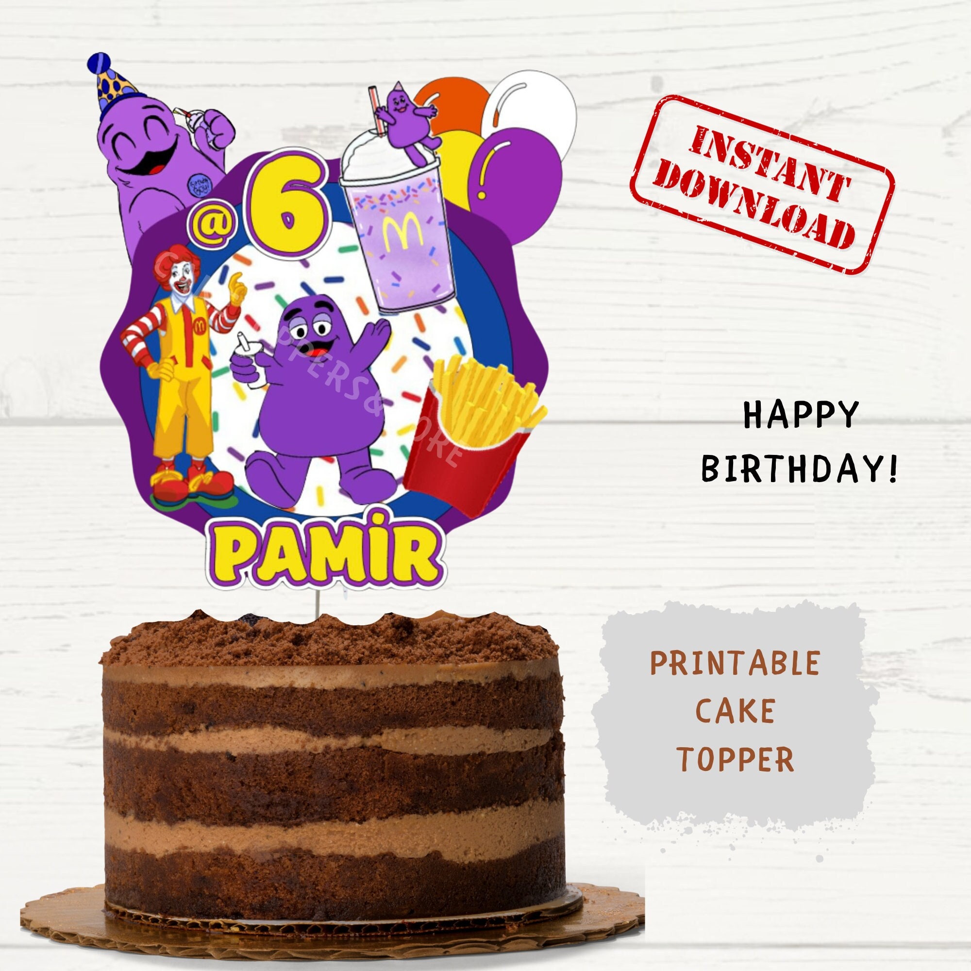 DIGITAL GRIMACE Cake Topper Grimace Themed Digital Printable Png File ...