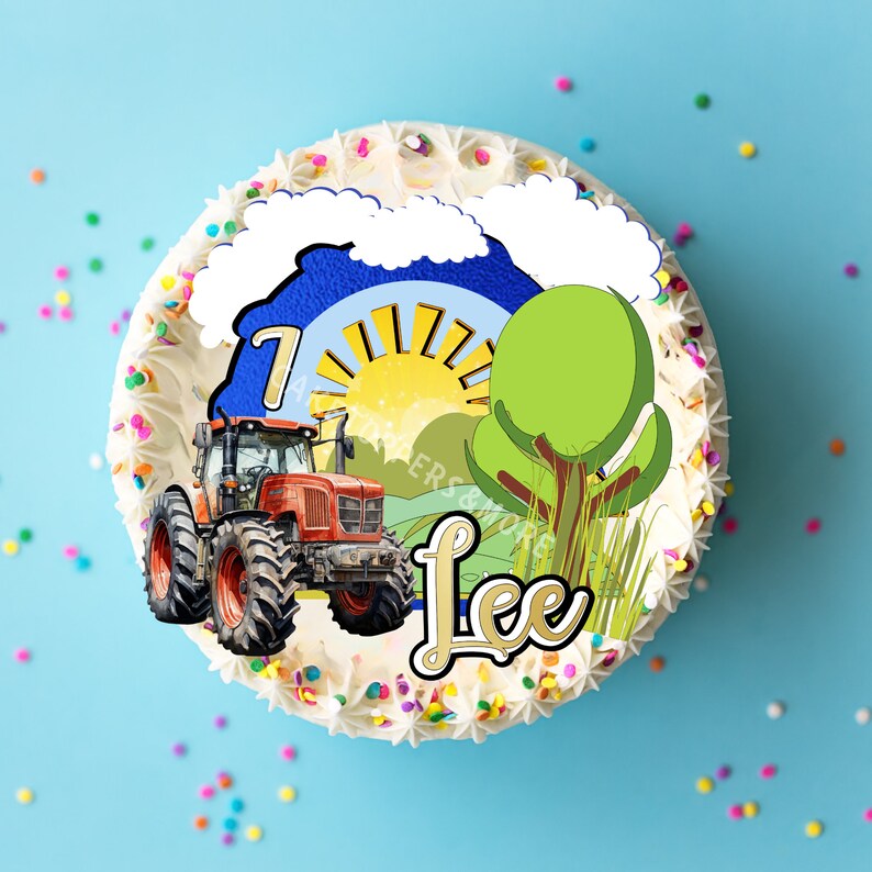 Tractor Farm Birthday Cake Topper: Custom Printable PNG (digital ...