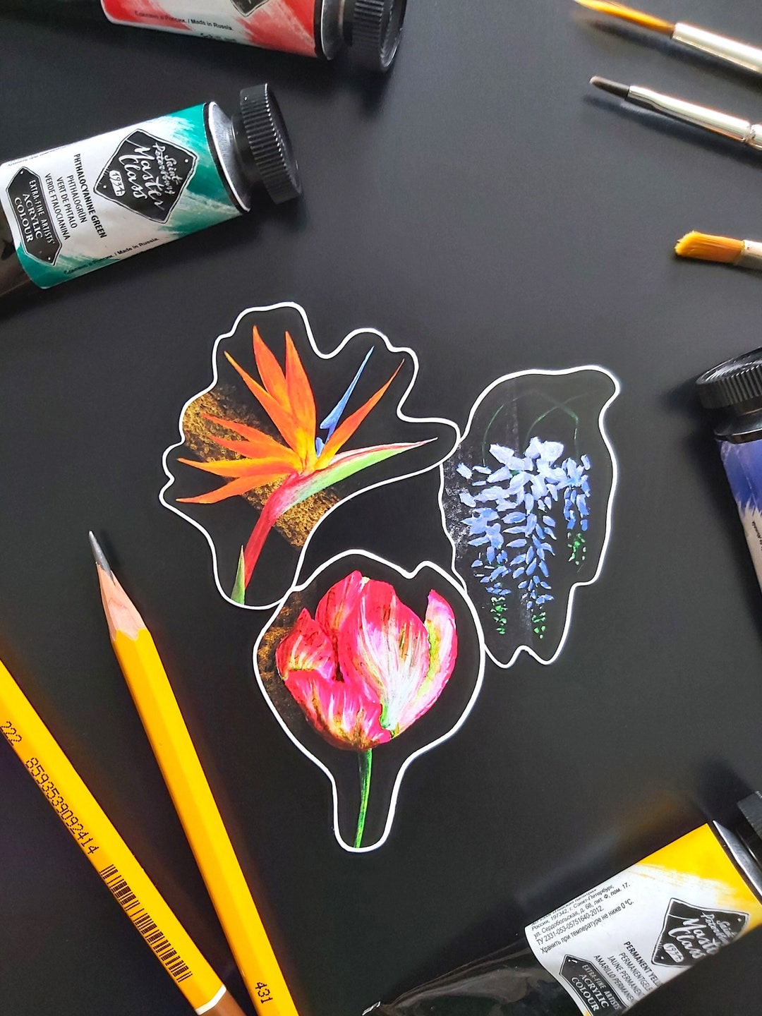 Colorful Flower Sticker, Sticker Set, Colorful Sticker Set - Etsy