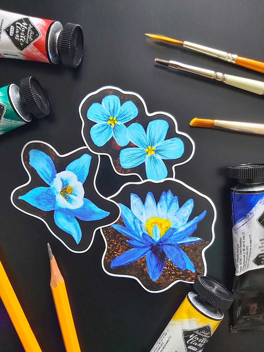 Colorful Flower Sticker, Sticker Set, Blue Sticker Set - Etsy