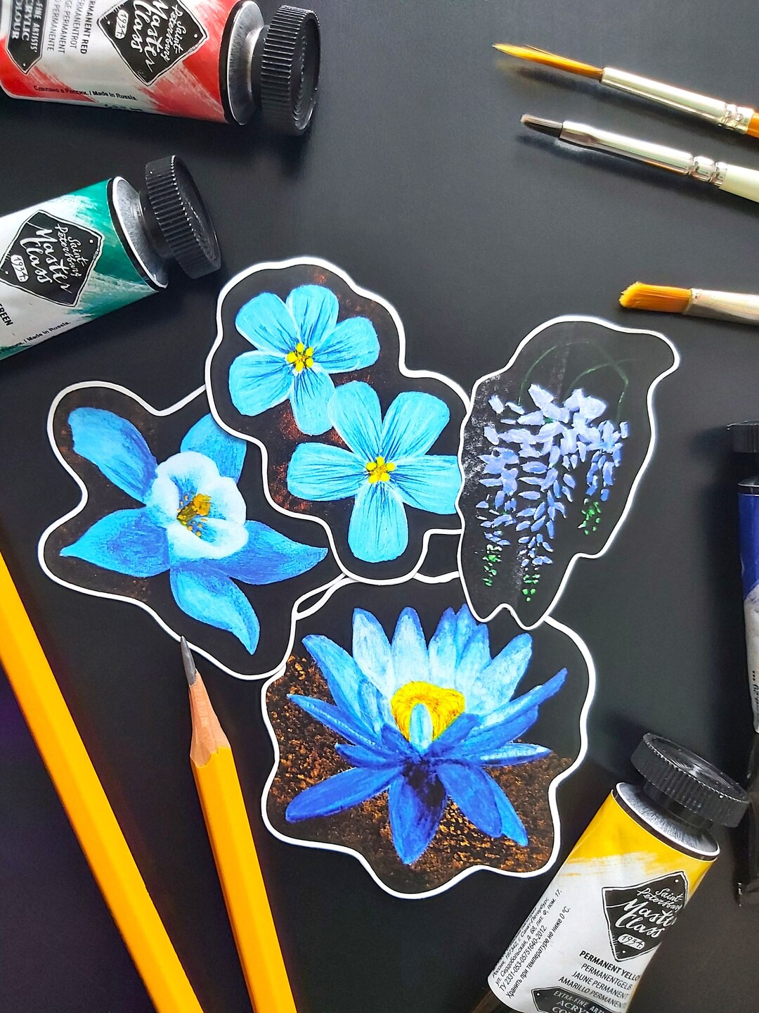 Colorful Flower Sticker, Sticker Set, Blue Sticker Set - Etsy
