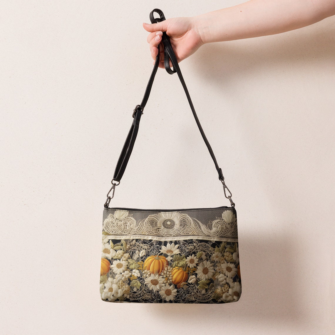 Autumn Pumpkin Lace Fall Lace Crossbody Bag, Clutch Purse, Cottagecore ...
