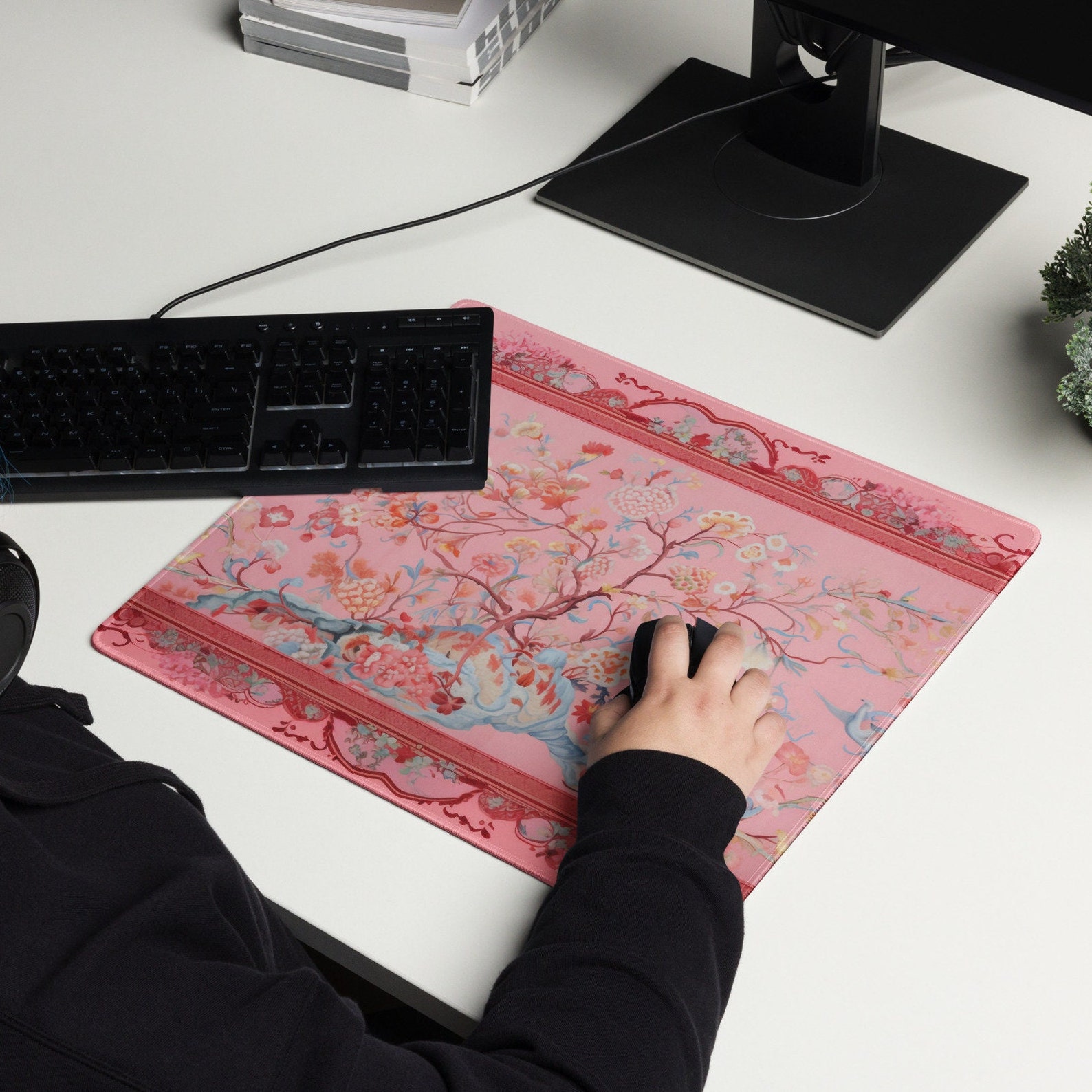 Vintage Pink Oriental Rug Mouse Pad, 36x18, Desk Pad, 18x16 Mat ...