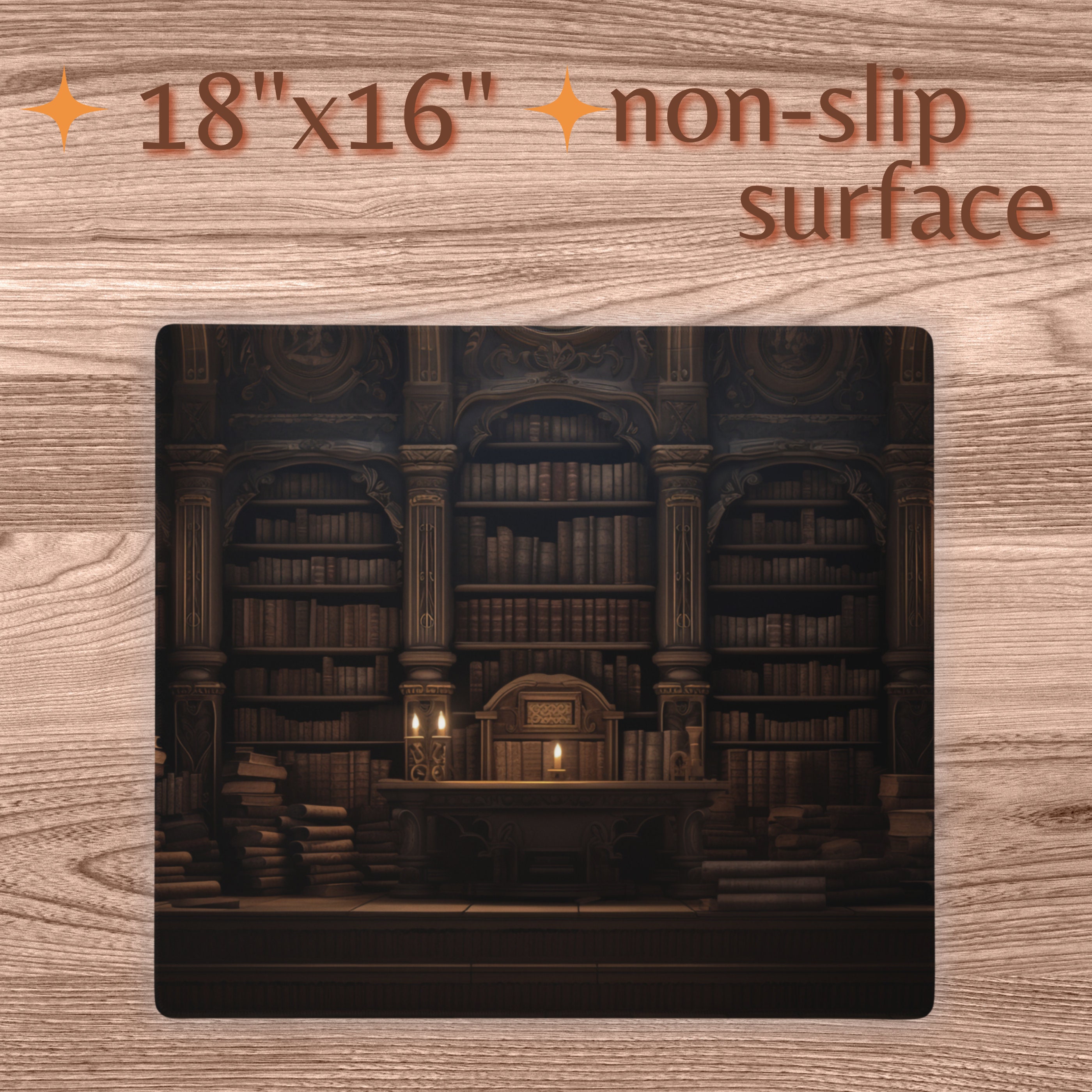 Dark Academia Library Shelves Mouse Pad, 36x18 18x16 XL Desk Mat ...