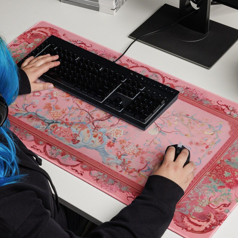 Vintage Pink Oriental Rug Mouse Pad, 36x18, Desk Pad, 18x16 Mat ...