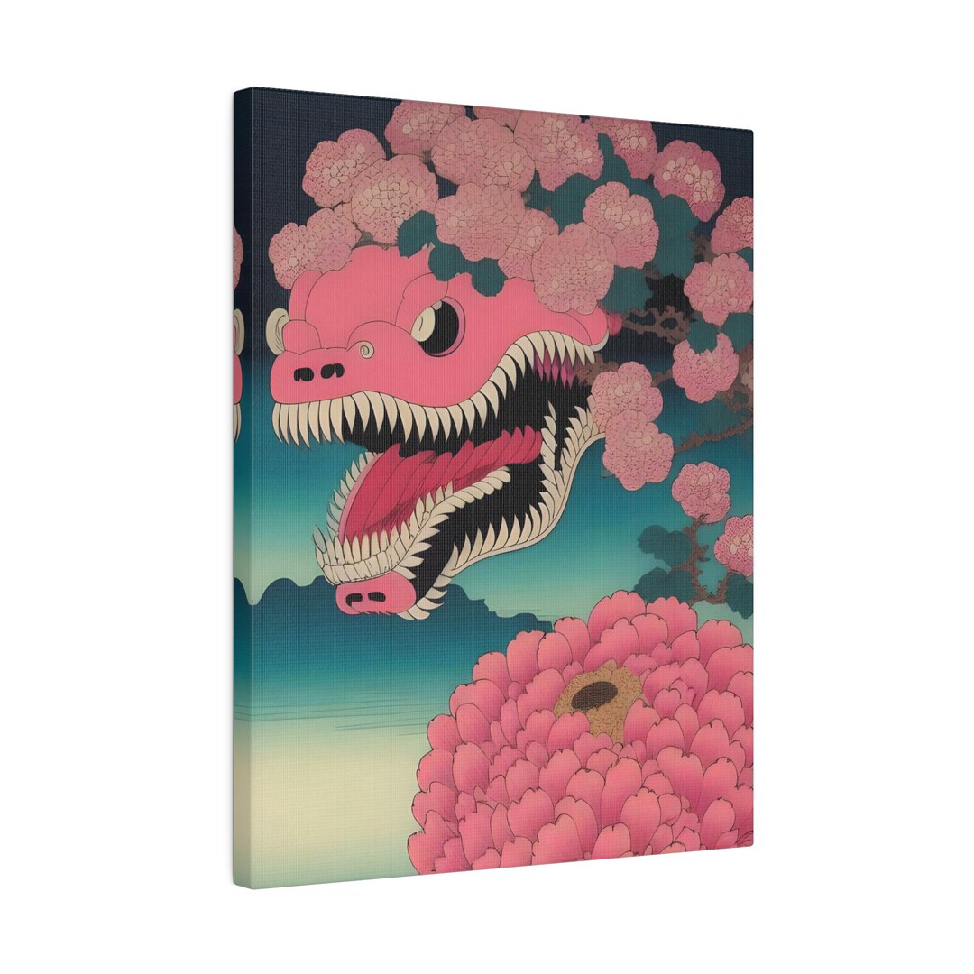 Enigma 6 Vintage Aesthetic Japanese Flowers Monster Canvas Pink ...