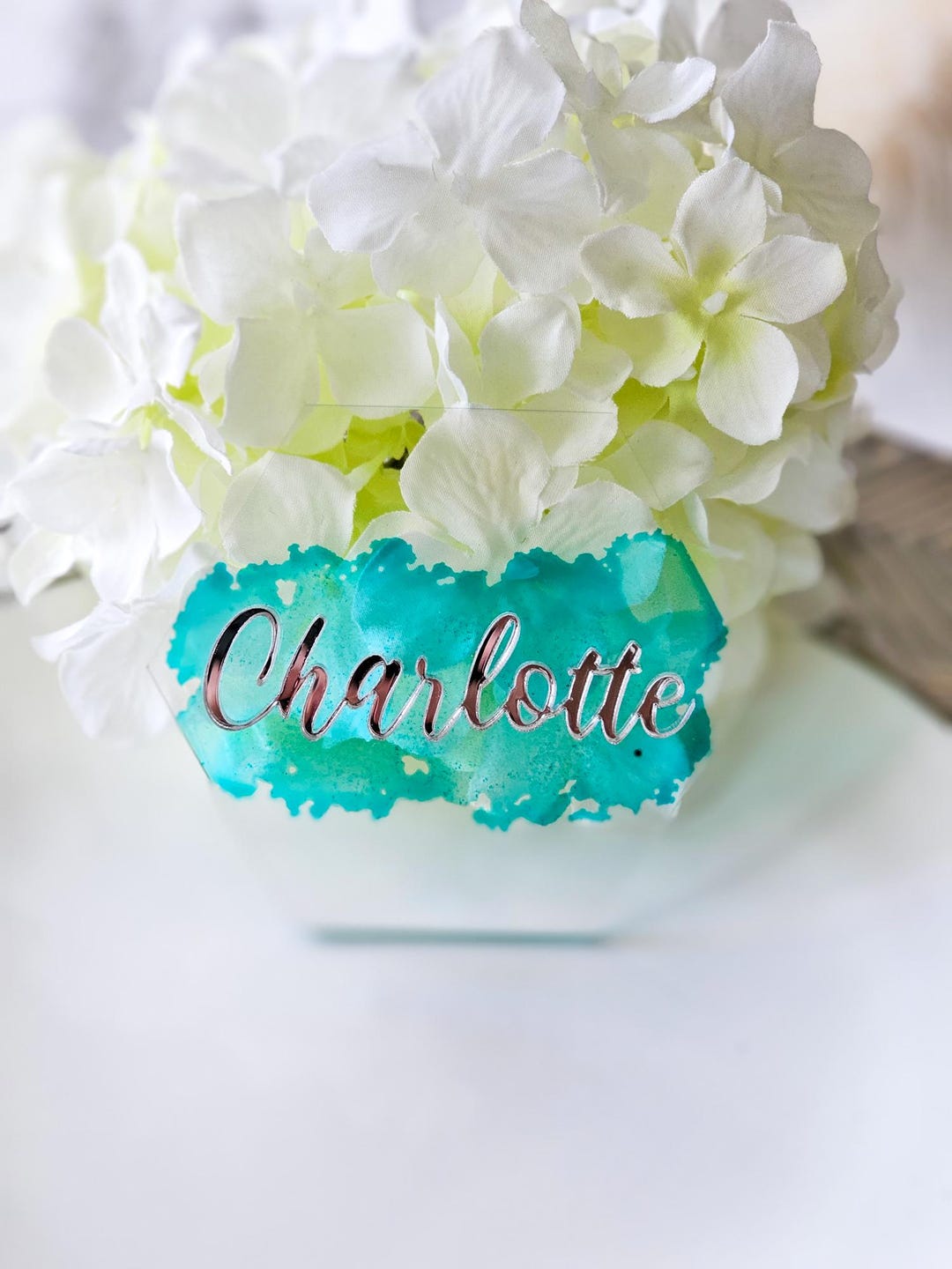 3D Personalized Splash of Color Name Cards - Solid Color | Hexagon ...