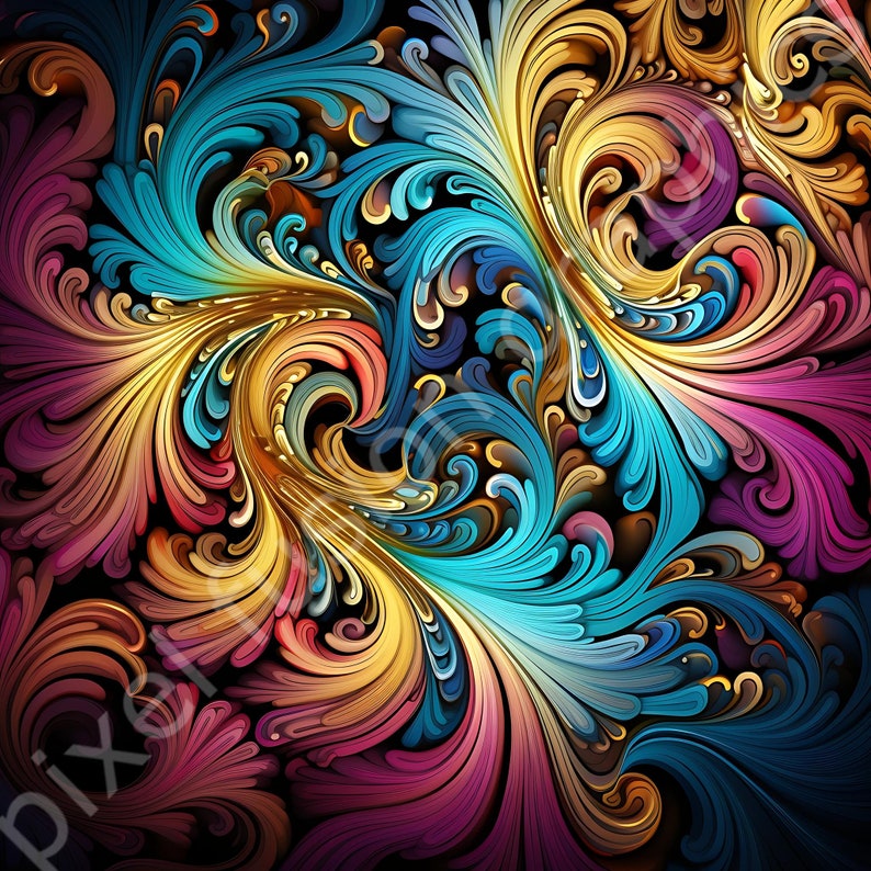 Fractal Clip Art Images Clip Art, 12 High Resolution, 300 DPI Instant ...