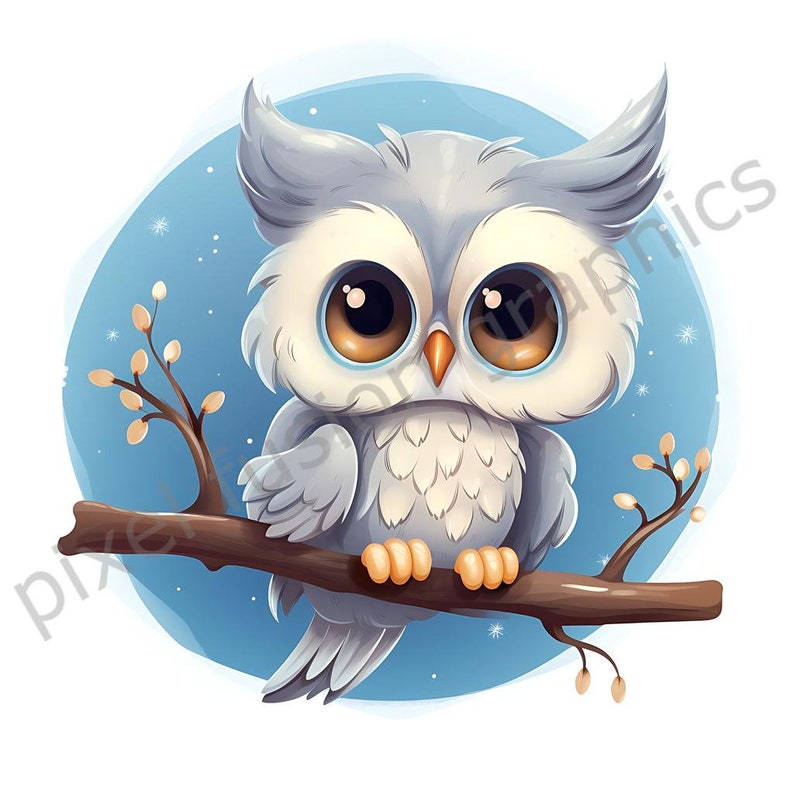 Cute Baby Owls Clip Art in Watercolor, High Quality Resolution, 300 DPI, Instant Download ...