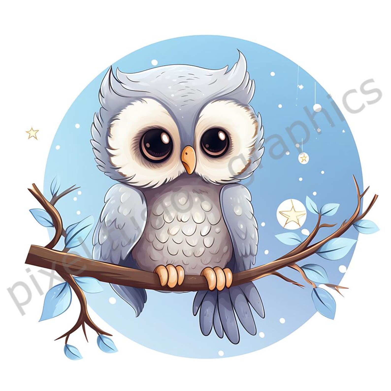 Cute Baby Owls Clip Art in Watercolor, High Quality Resolution, 300 DPI ...