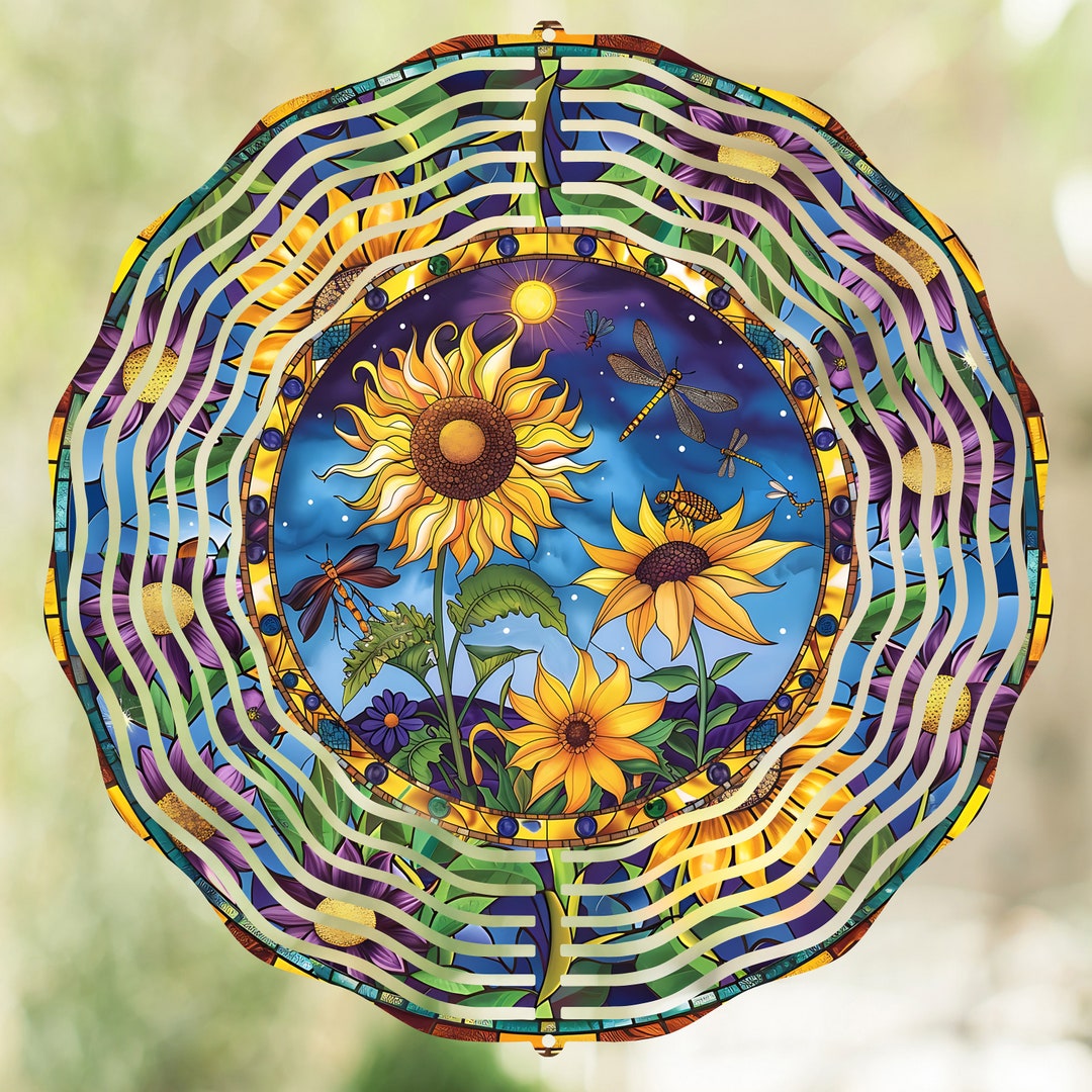 Sunflowers Wind Spinner PNG Dragonfly Firefly Garden Decor Spring ...