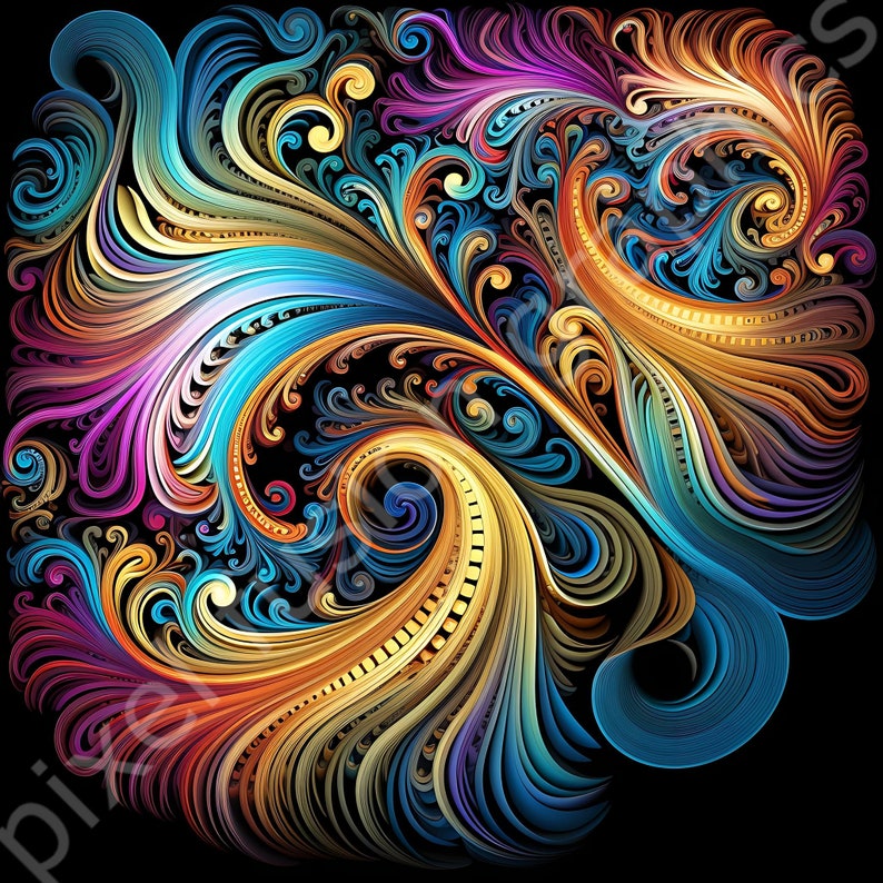 Fractal Clip Art Images Clip Art, 12 High Resolution, 300 DPI Instant ...