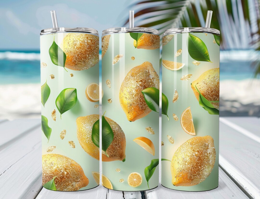 Lemon Tumbler Png Wrap 20oz Skinny Tumbler Glitter Summer Vibes ...