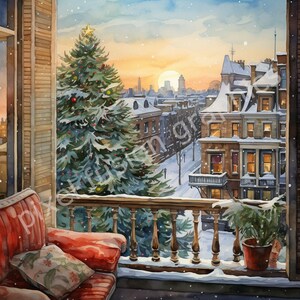 Christmas Scenery Watercolor Clip Art, High Quality Resolution. 300 DPI ...