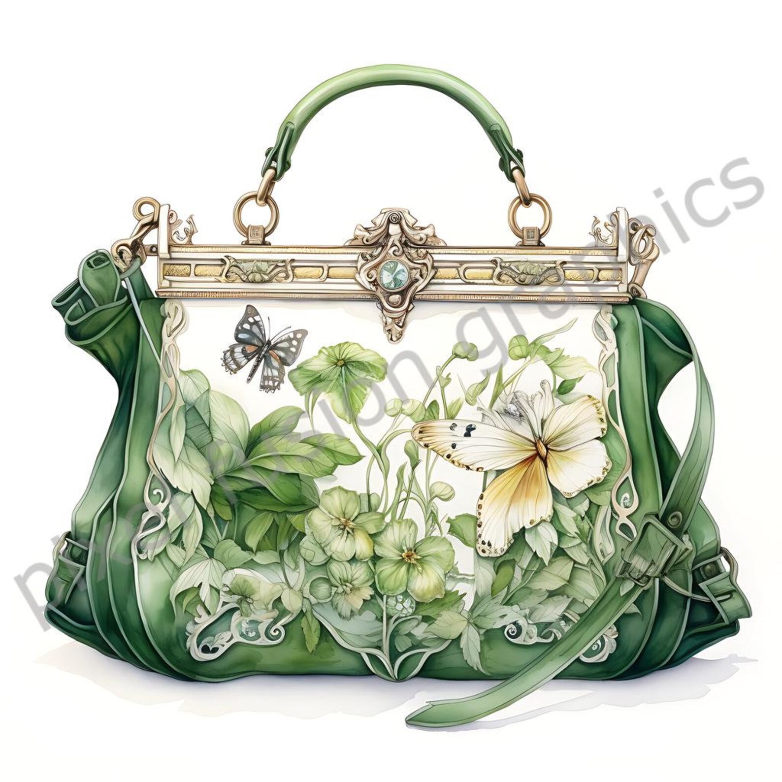 Victorian Purses Clipart Decorated Watercolor Purses Clip Art, High ...