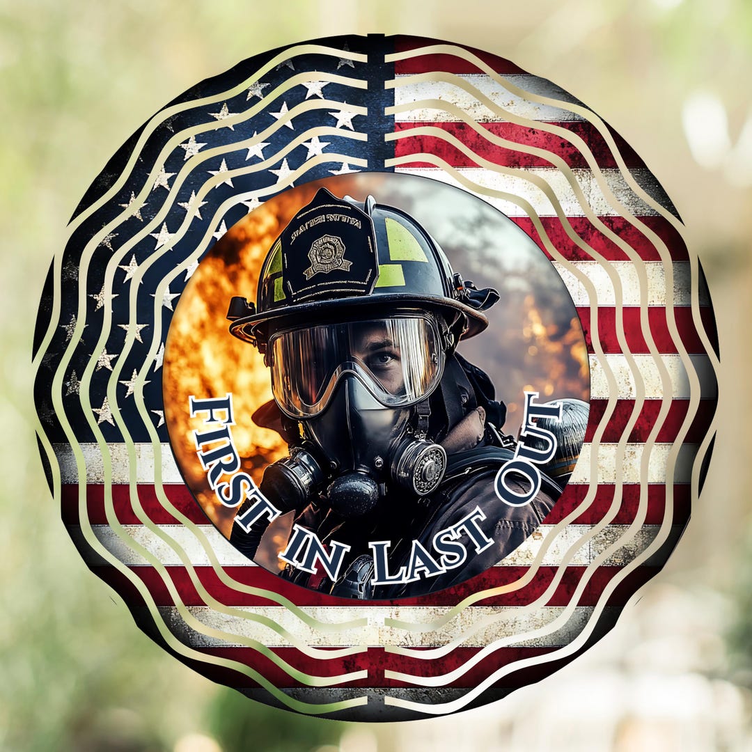 Firefighter Wind Spinner PNG Round Hanging Fireman Spinner Firefighter ...
