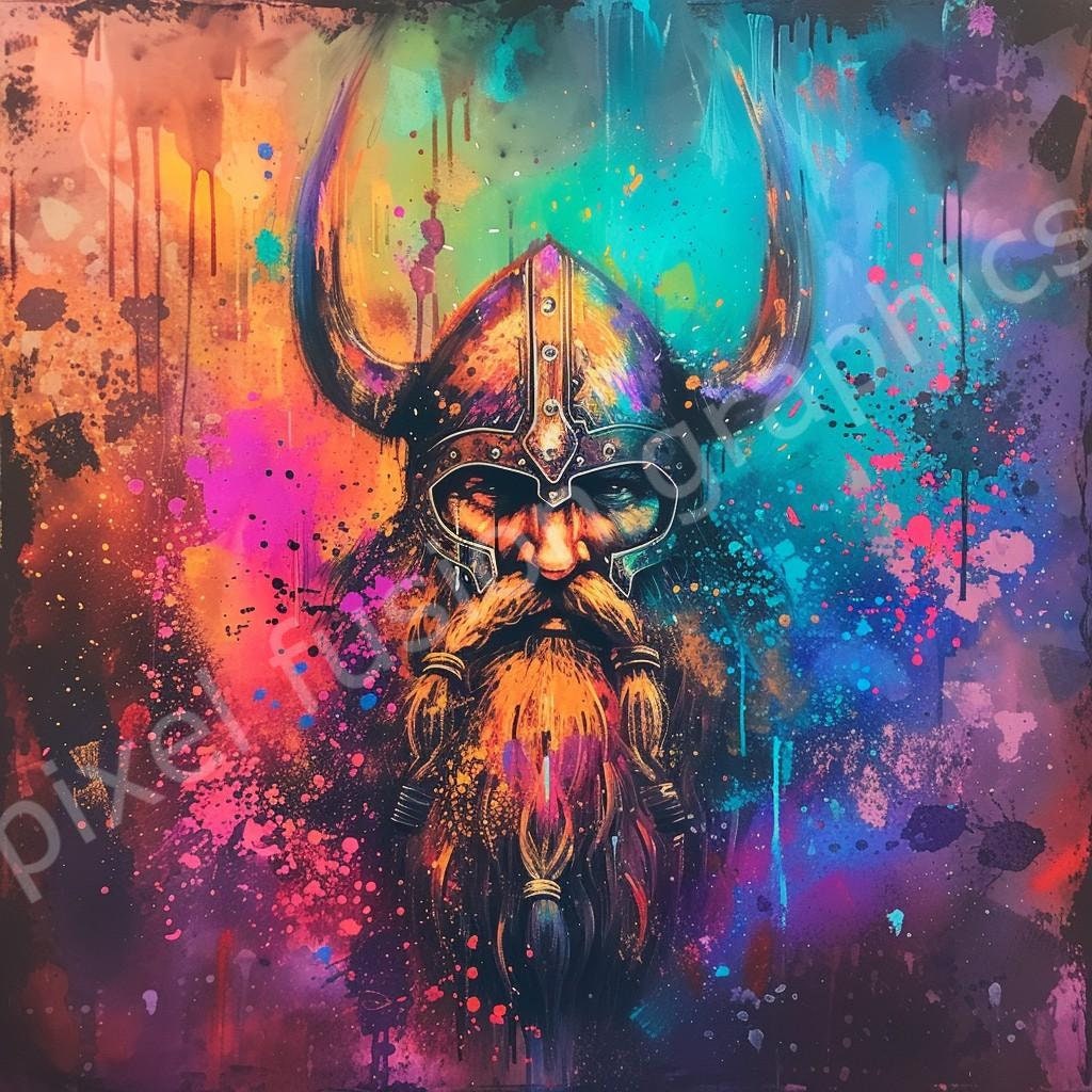 Neon Viking Warrior 20oz Straight Skinny Tumbler Sublimation Design ...