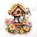 Watercolor Bird Houses Clip Art Set Floral Spring Bird and Houses Rainy ...