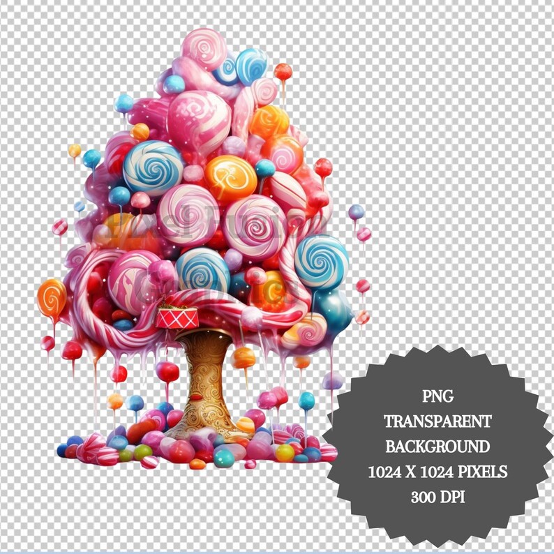 Candy Tree Clip Art, 12 Whimsical PNG Images, Digital Planners, Junk ...
