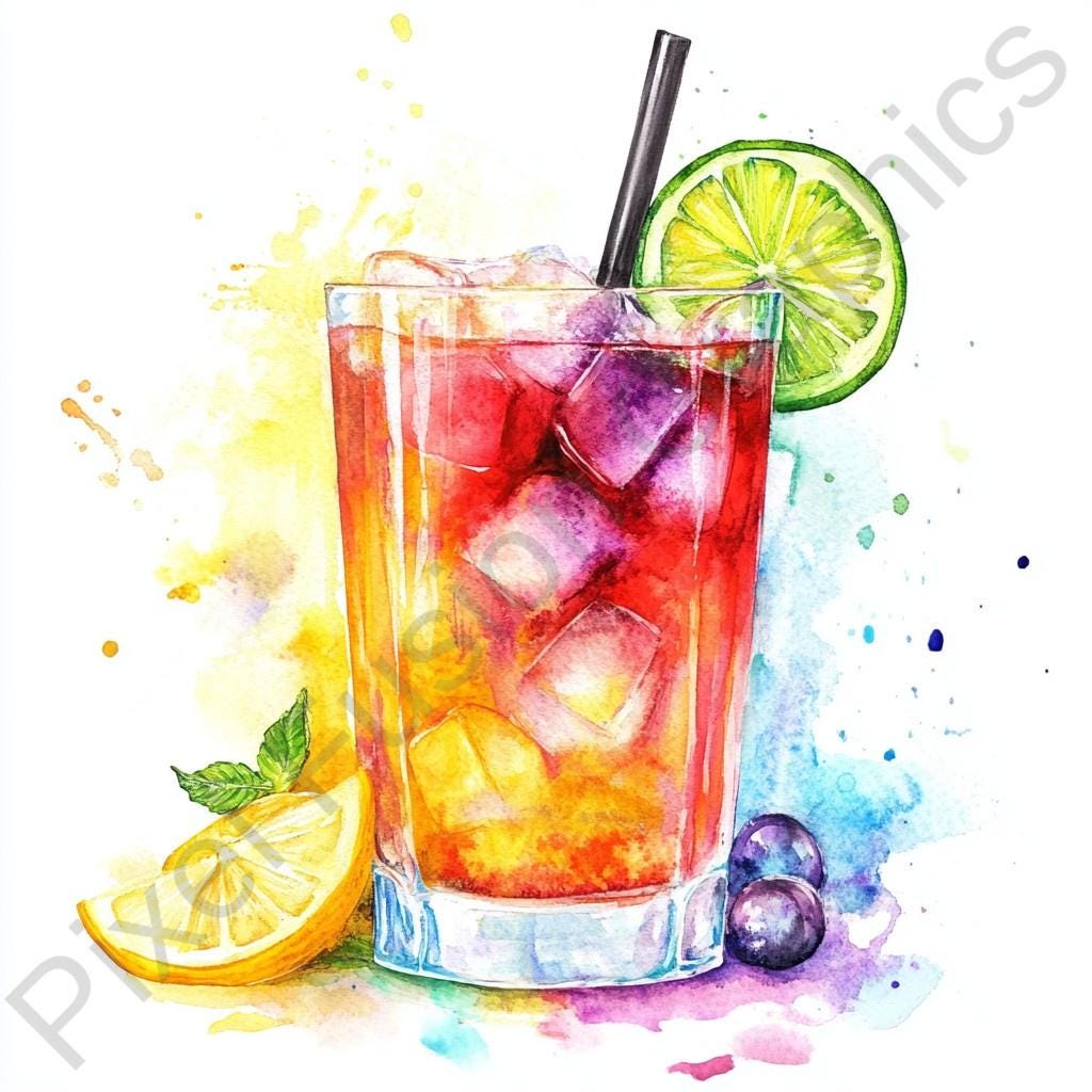 Drinks and Beverages Clip Art Illustrations Party Invitations Decor ...