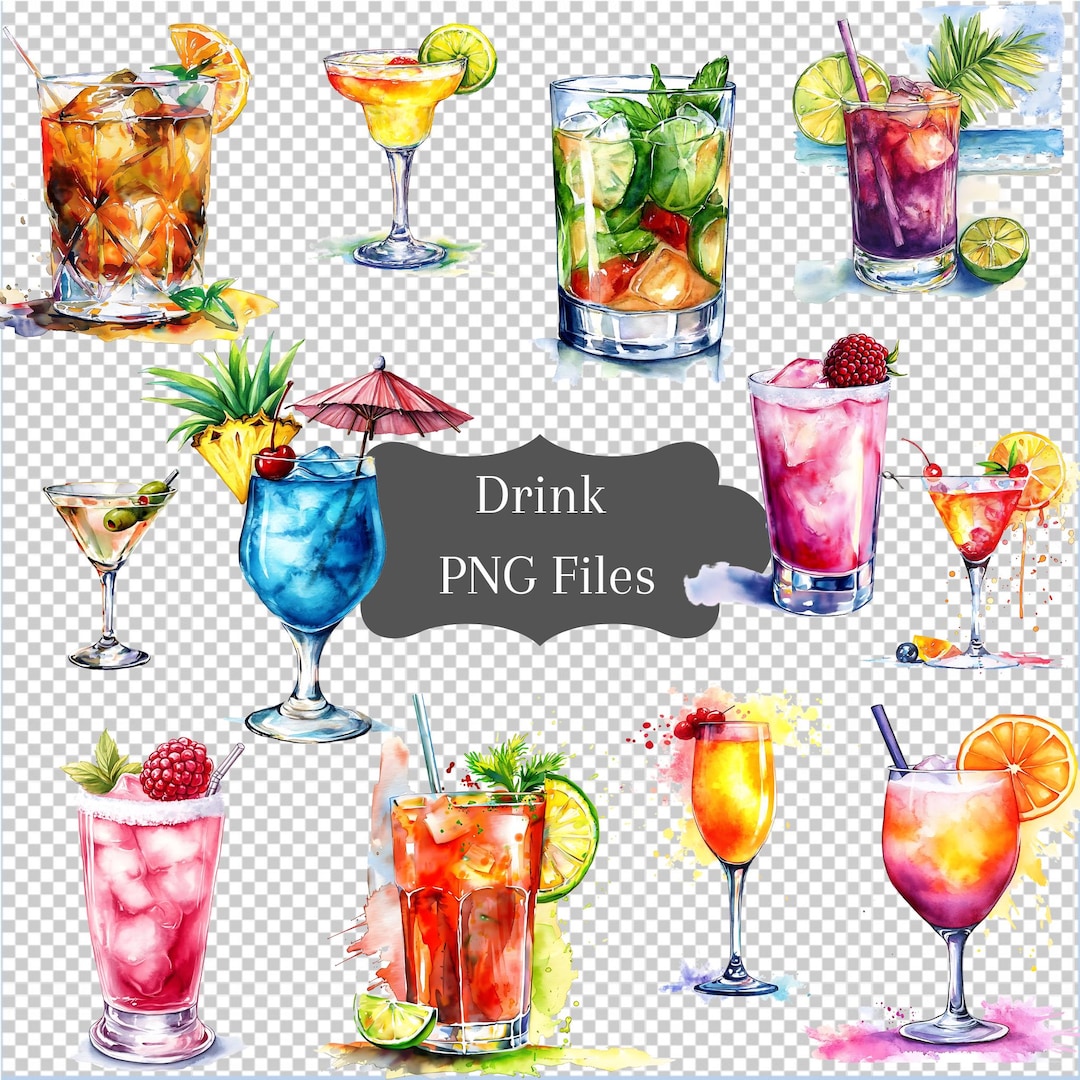 Drinks and Beverages Clip Art Illustrations Party Invitations Decor ...