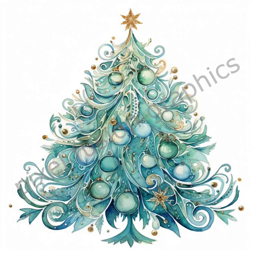 Turquoise Christmas Clip Art, High Quality Resolution, 300 DPI, Instant ...