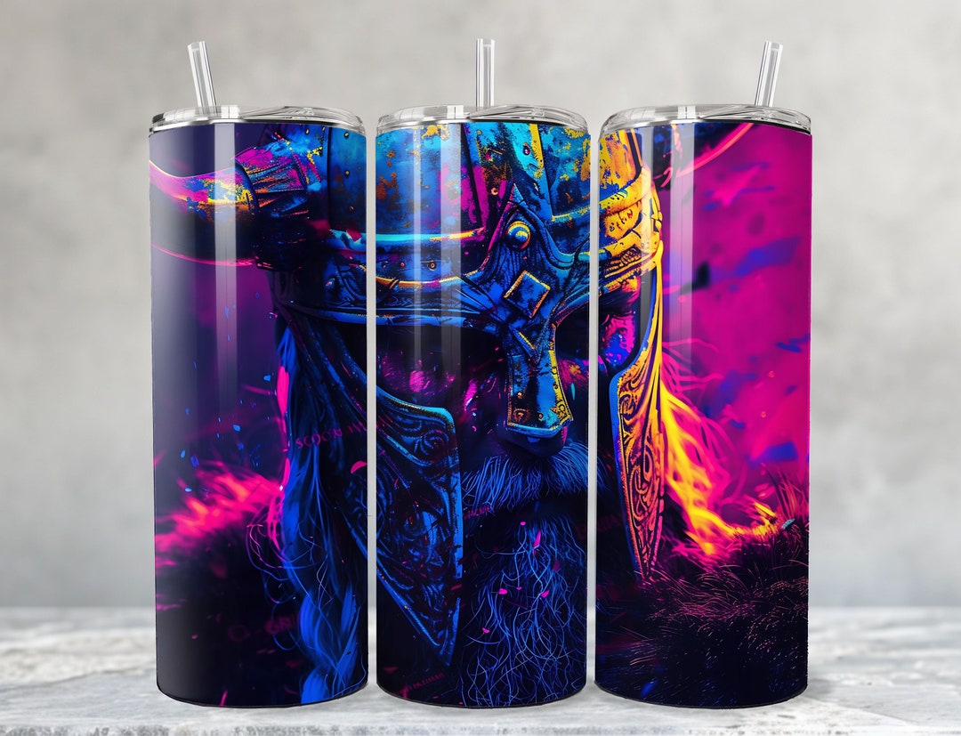 Neon Barbarian Warrior 20oz Straight Skinny Tumbler Sublimation Design ...