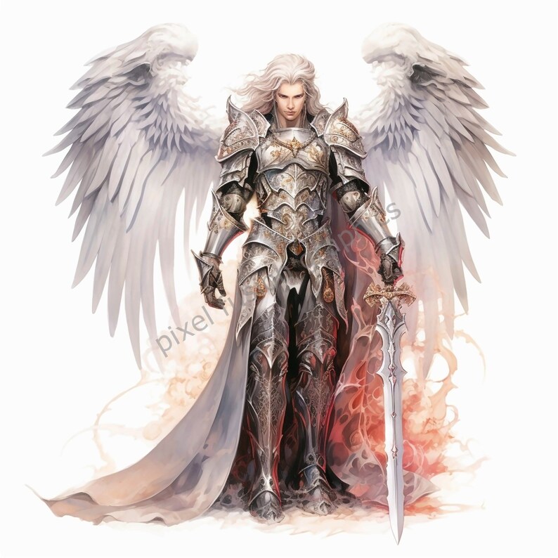 Arch Angels Watercolor Clip Art, Fighting Angels, High Quality ...