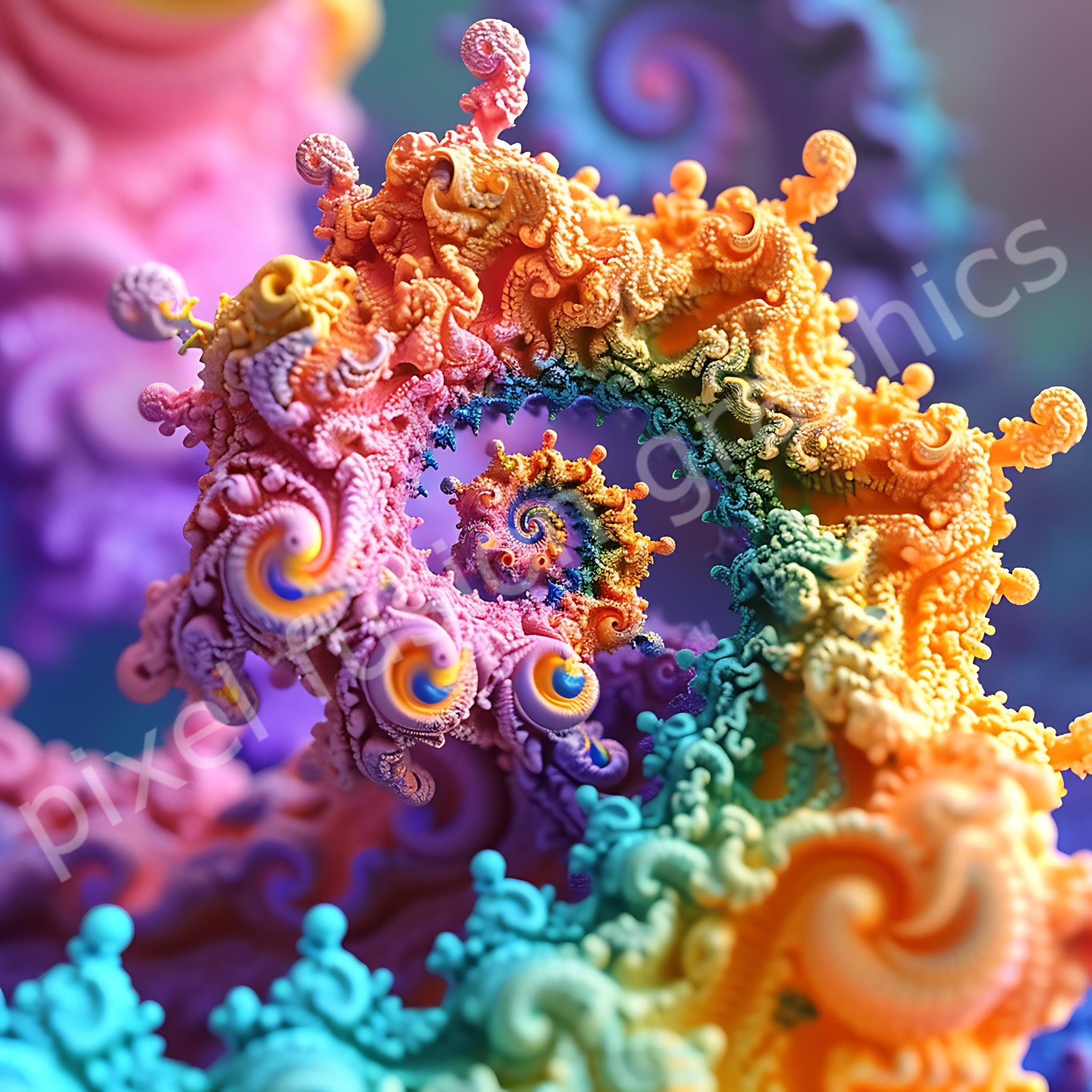 3D Fractal Mandelbrot Clip Art Images, Phone Case Art, Cotton Candy ...