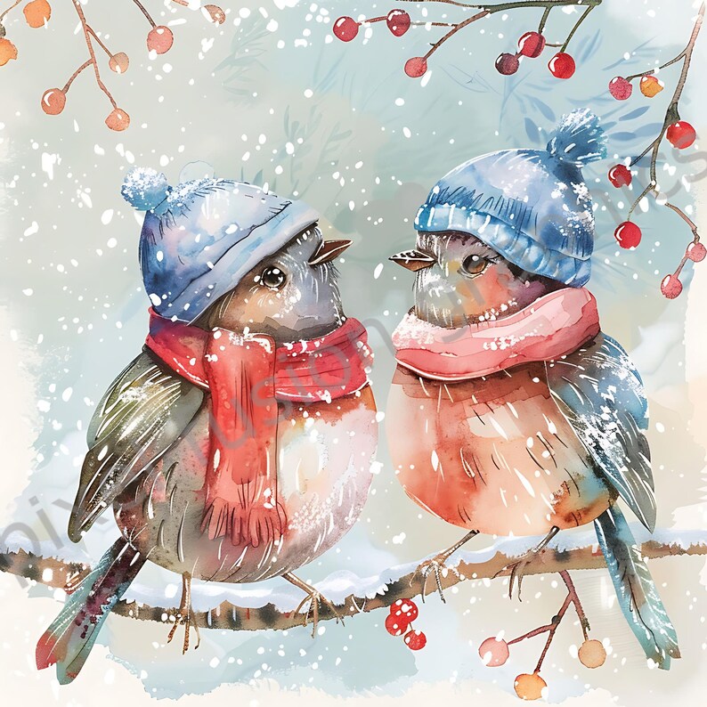 Cute Winter Birds Clip Art Watercolor Whimsical Bird Clip Art 10 JPG ...