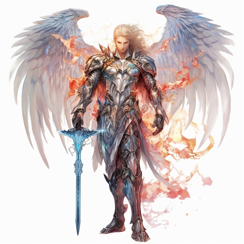 Arch Angels Watercolor Clip Art, Fighting Angels, High Quality ...