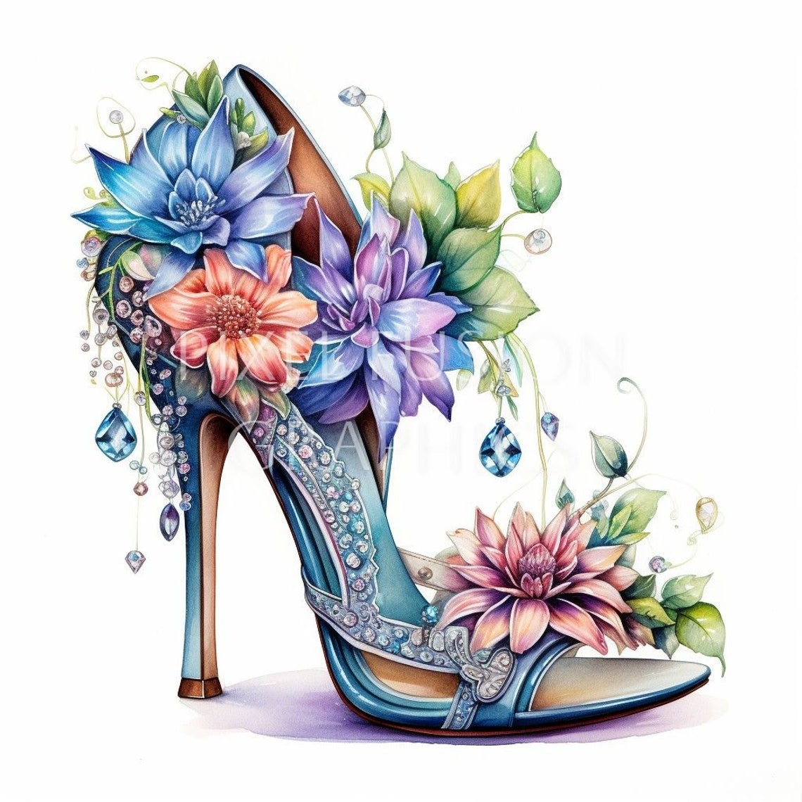 Women High Heels Clipart Fashion Shoes Watercolor 12 High Quality Pngs ...