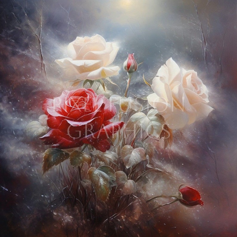 Misty Roses Clip Art Oil Painted Roses Digital Printing Blush Pink ...