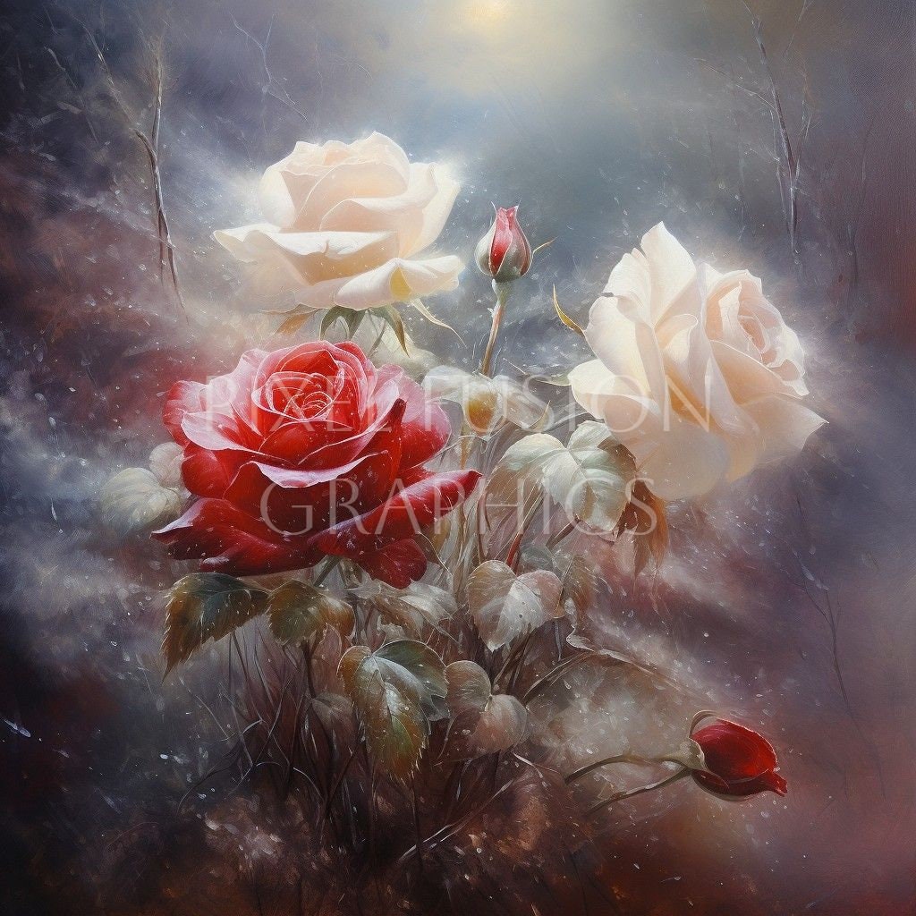 Misty Roses Clip Art Oil Painted Roses Digital Printing Blush Pink ...