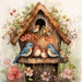 Watercolor Bird Houses Clip Art Set Floral Spring Bird and Houses Rainy ...