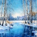 Snowy Winter, Blue Lake, Watercolor, Scenery Clip Art Set, High Quality ...