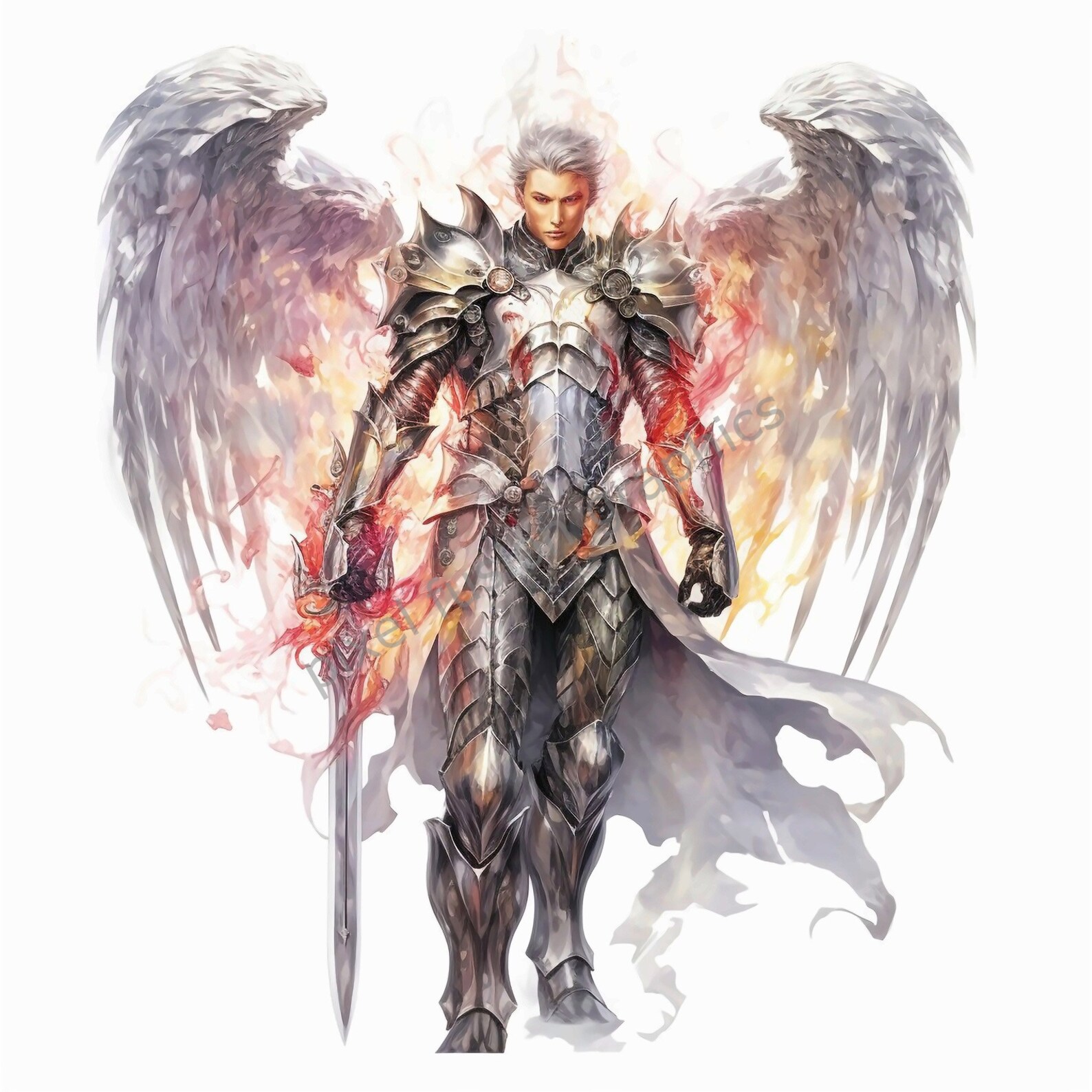 Arch Angels Watercolor Clip Art, Fighting Angels, High Quality ...
