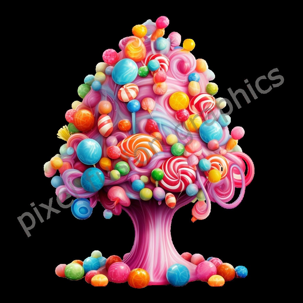 Candy Tree Clip Art, 12 Whimsical PNG Images, Digital Planners, Junk ...